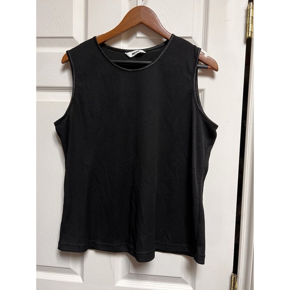 Alia | Tops | 32003 Alia Dark Black Ribbed Timeless Tank Top Large Xl ...